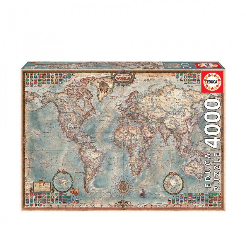 Puzzle Educa 4000 Peças Mapa Mundo - 64.02.01.0835.0124-UNC | Ribrudi ...